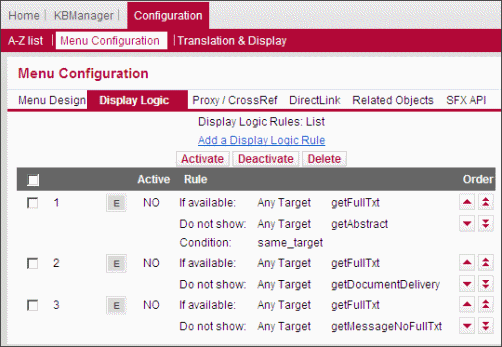 Display Logic - Ex Libris Knowledge Center