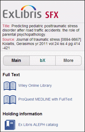 Mobile SFX Menu - Ex Libris Knowledge Center