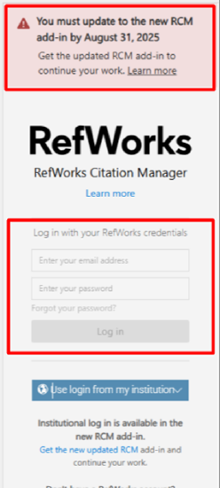 Why is RefWorks Citation Manager (RCM) add-in login not working? - Ex ...
